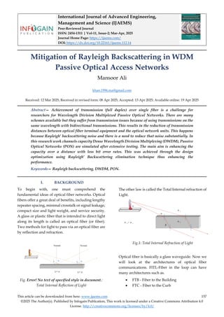 Mitigation of Rayleigh Backscattering in WDM Passive Optical Access Networks | PDF