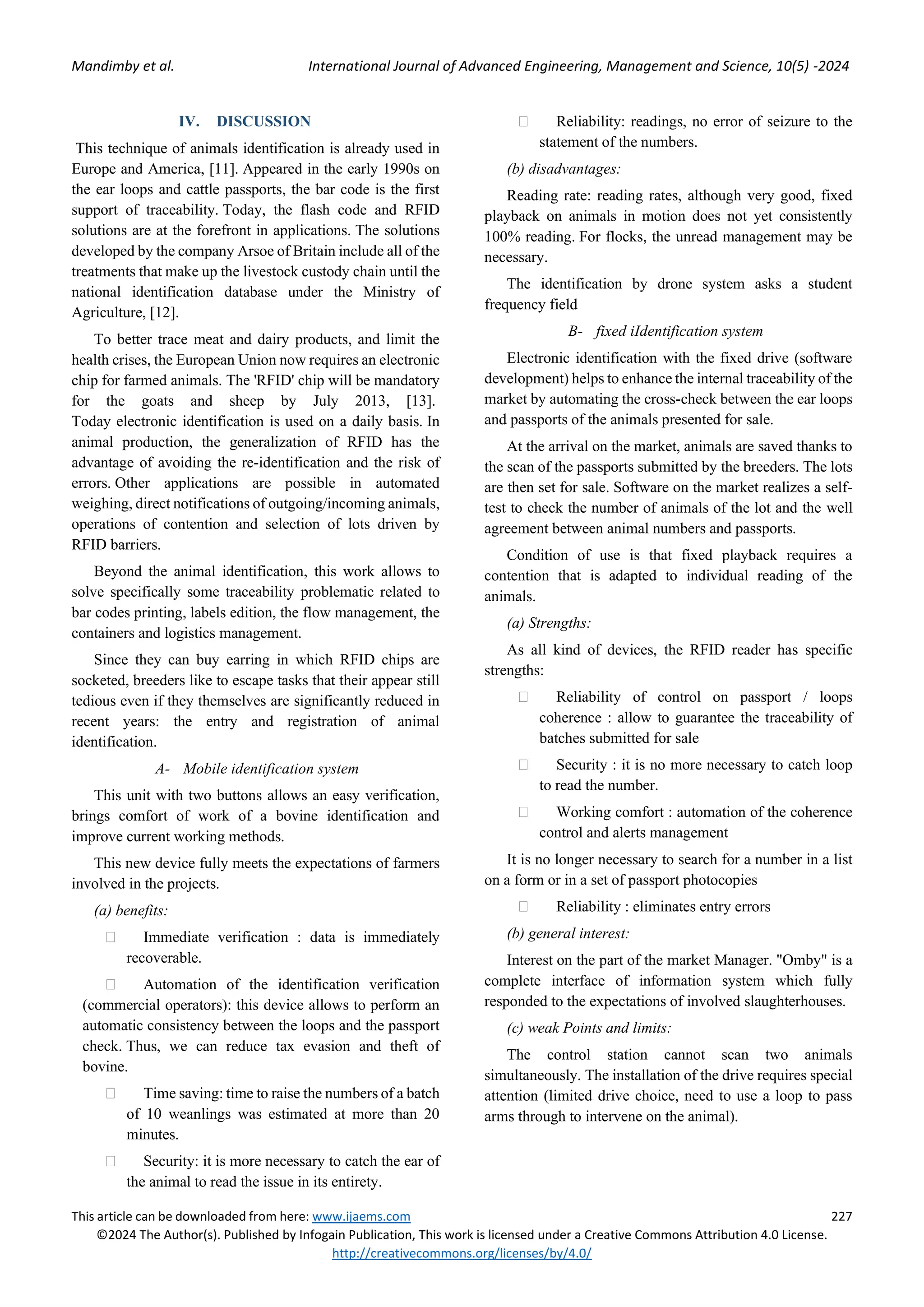 Operation of Radio Frequency Identification Technology to Control Cattle Movements | PDF