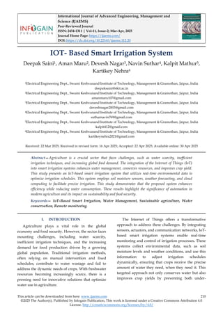 IOT- Based Smart Irrigation System March-April, 2025 | PDF