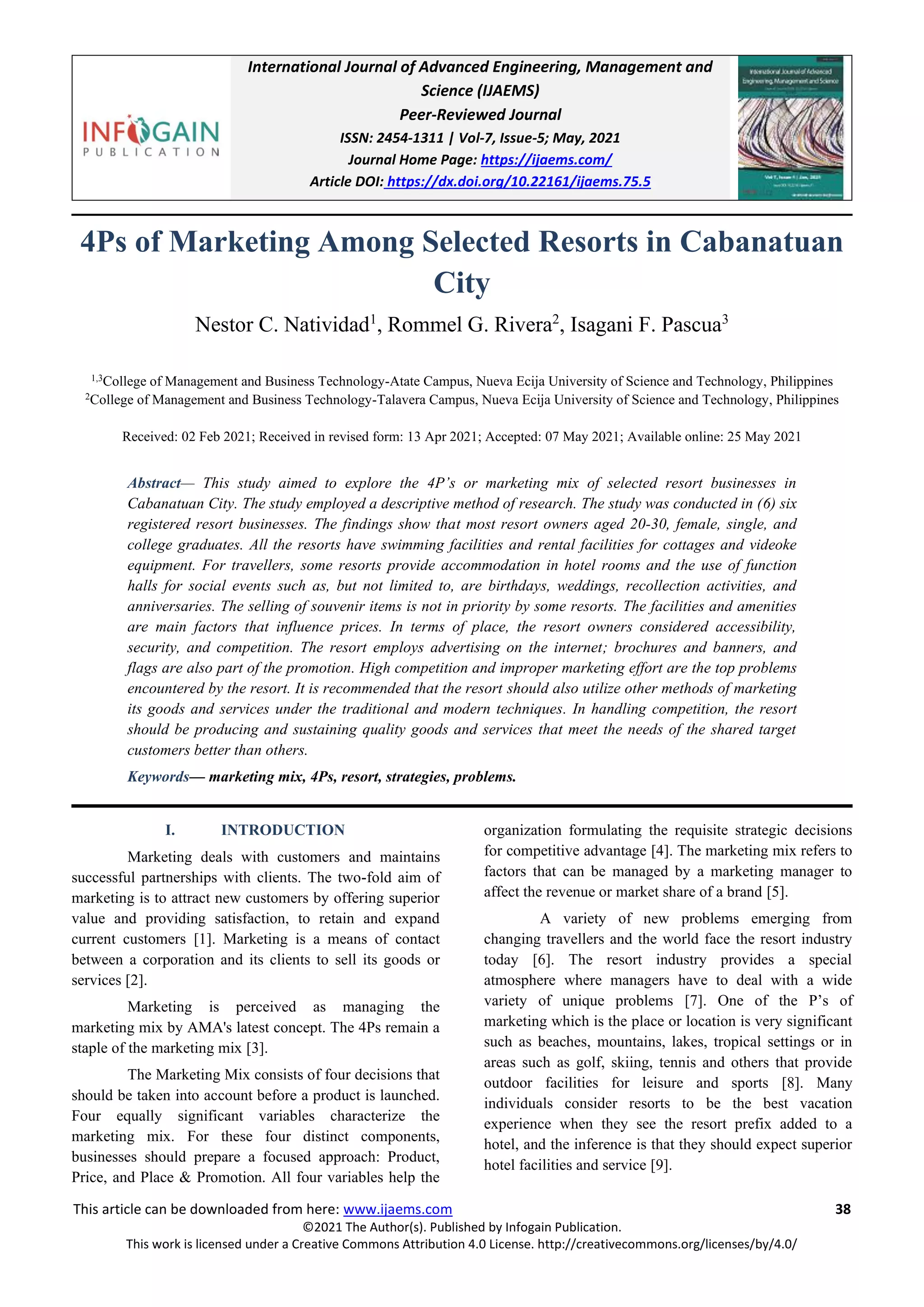 4Ps of Marketing Among Selected Resorts in Cabanatuan City | PDF