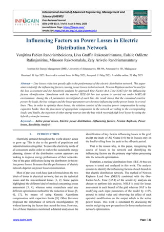 Influencing Factors on Power Losses in Electric Distribution Network | PDF