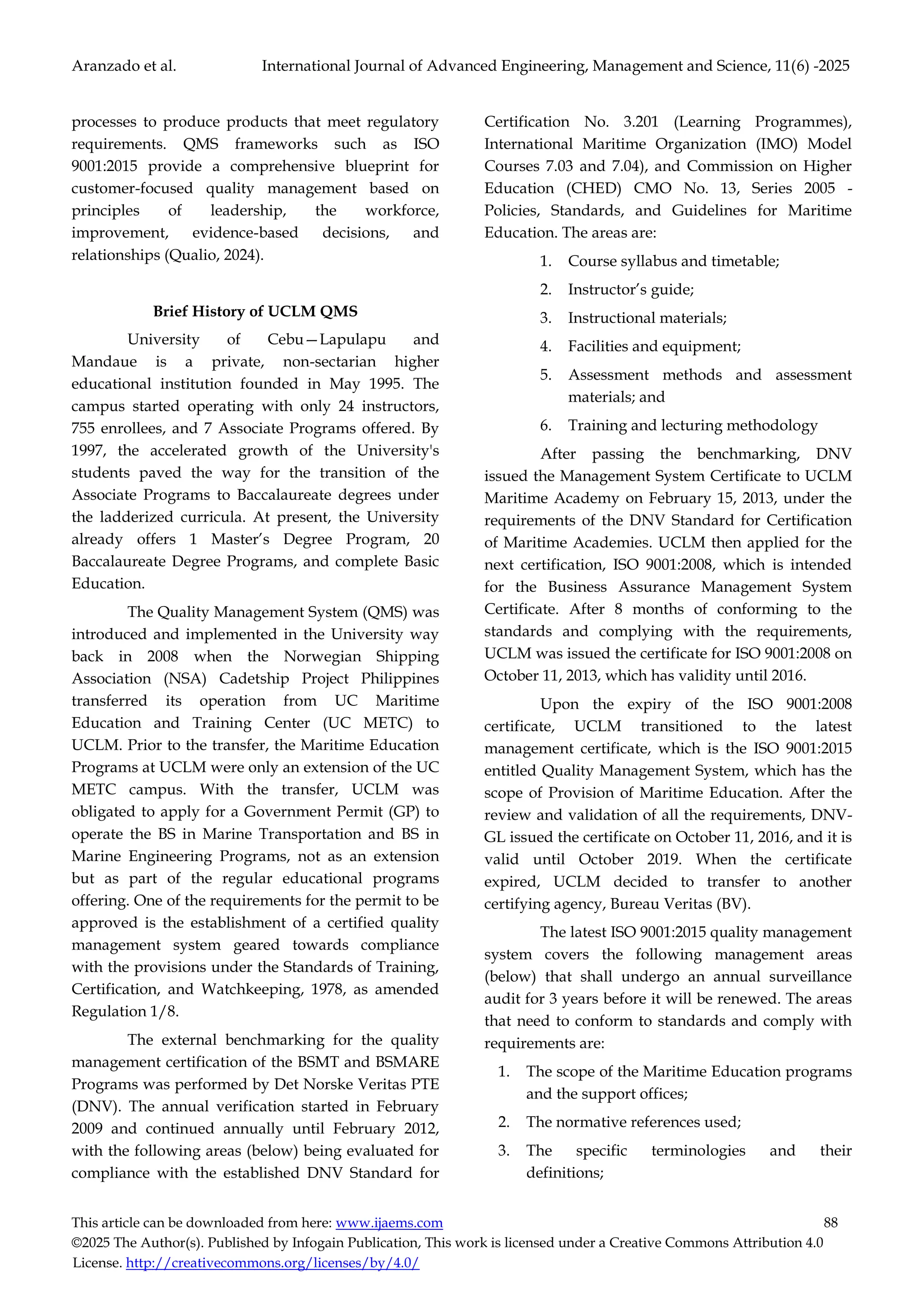 History and the Challenges of the Quality Management System: A Case Study | PDF