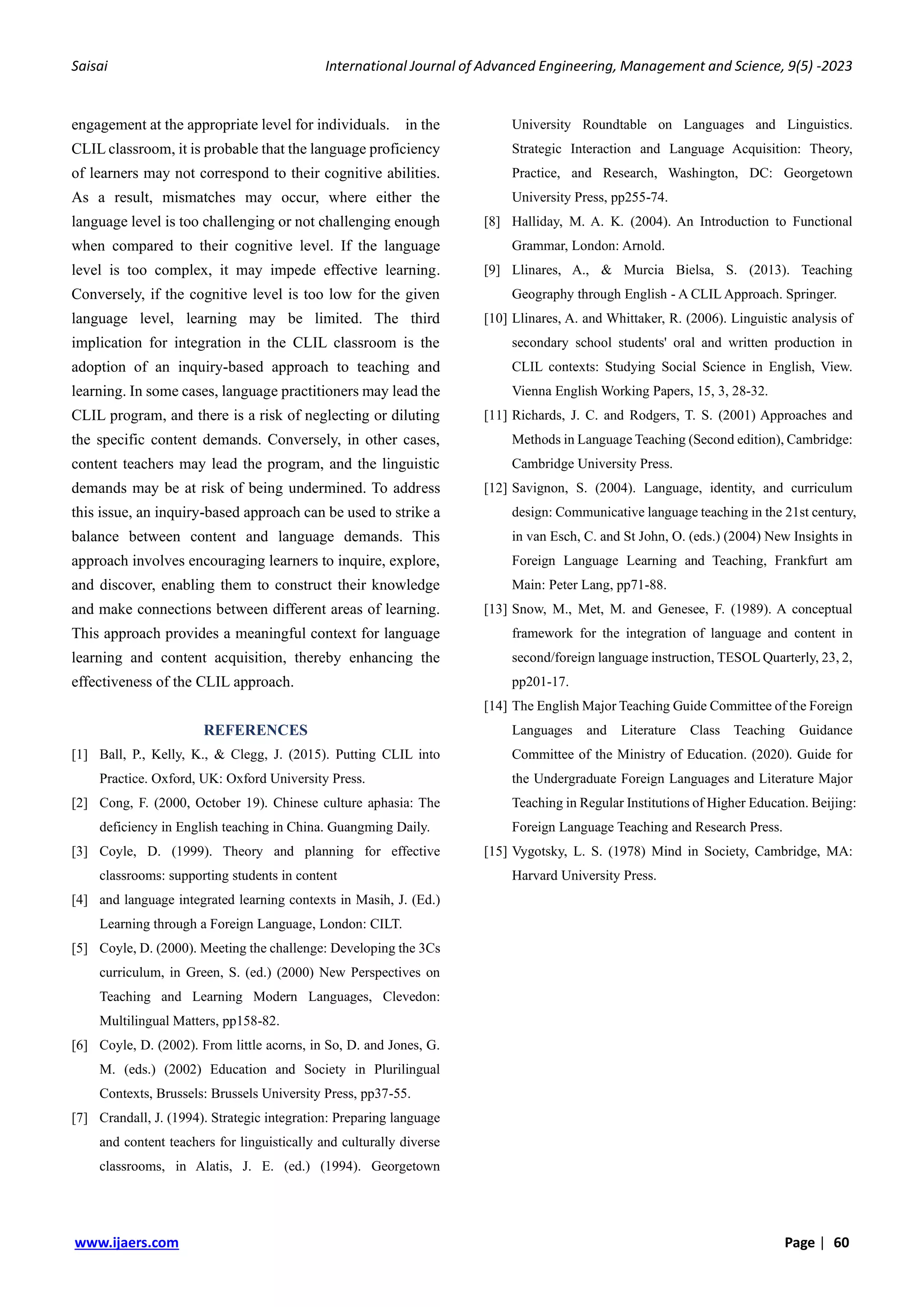 Teaching Chinese Culture in English-a CLIL approach | PDF | Education