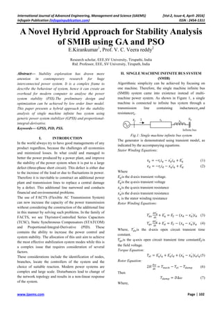 A Novel Hybrid Approach for Stability Analysis of SMIB using GA and PSO | PDF | Physics | Science