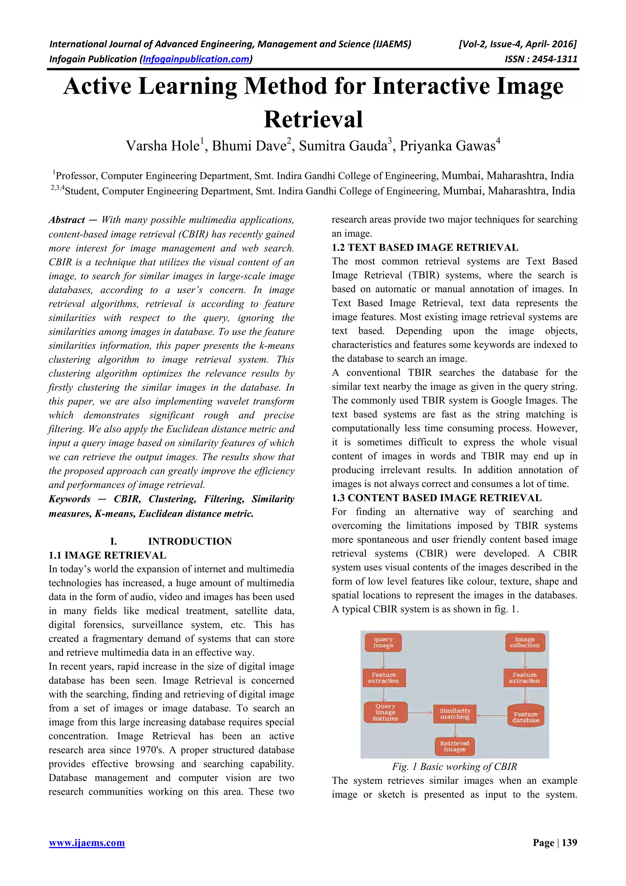 Ijaems apr-2016-16 Active Learning Method for Interactive Image Retrieval | PDF