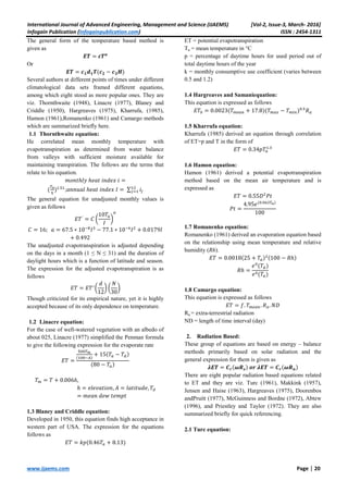 4 Review on Different Evapotranspiration Empirical Equations | PDF ...