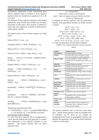 4 Review on Different Evapotranspiration Empirical Equations | PDF ...