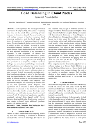 Load Balancing in Cloud Nodes | PDF | Cloud Computing | Internet