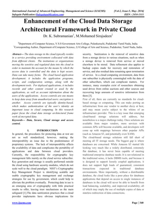 Enhancement of the Cloud Data Storage Architectural Framework in ...