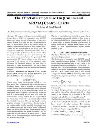 The Effect of Sample Size On (Cusum and ARIMA) Control Charts | PDF