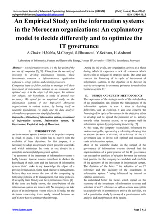 An Empirical Study on the information systems in the Moroccan organizations: An explanatory ...
