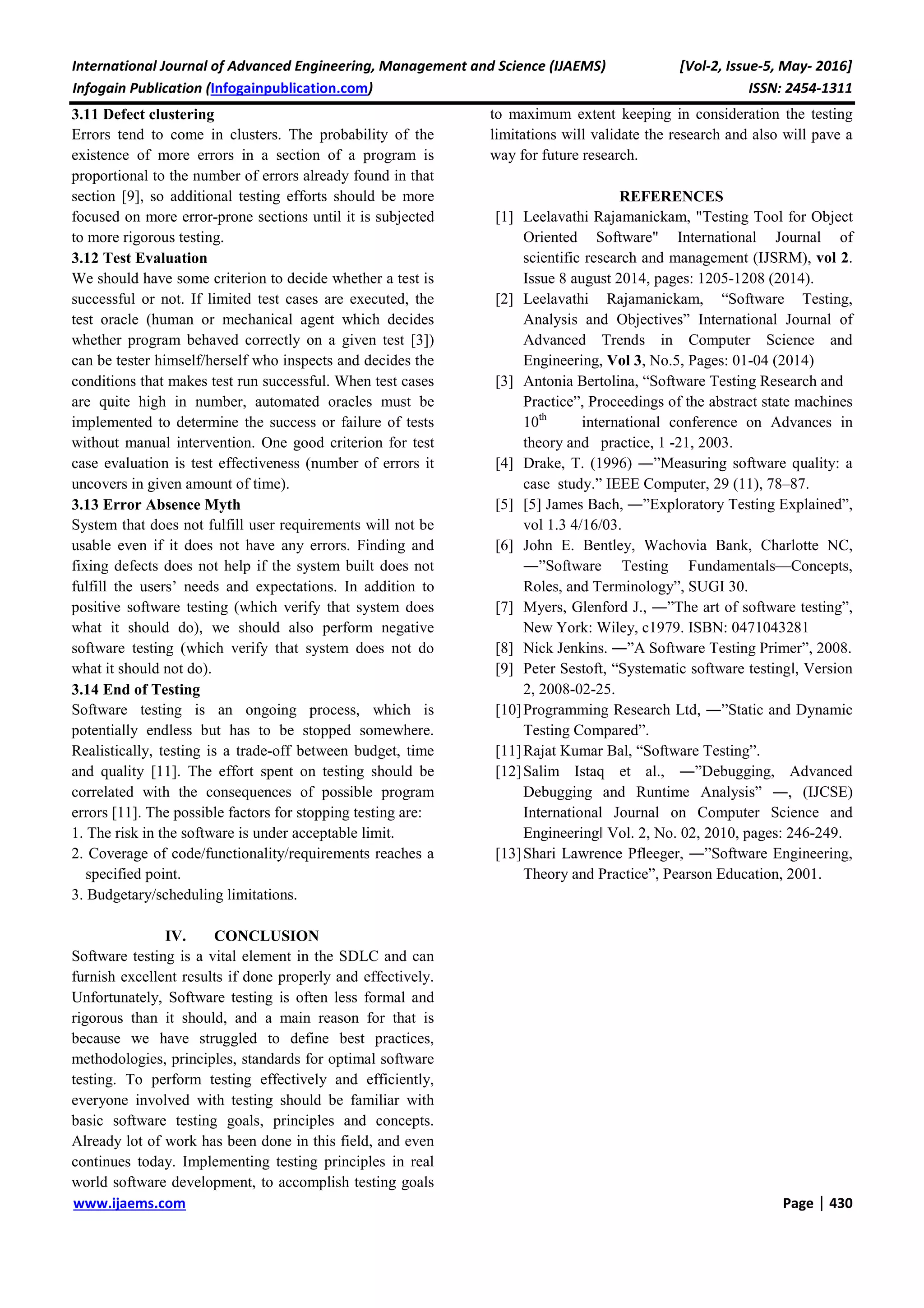 Principles and Goals of Software Testing | PDF