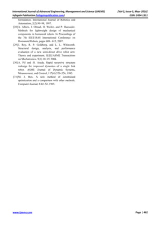 Study and Analysis of Design Optimization and Synthesis of Robotic ARM | PDF