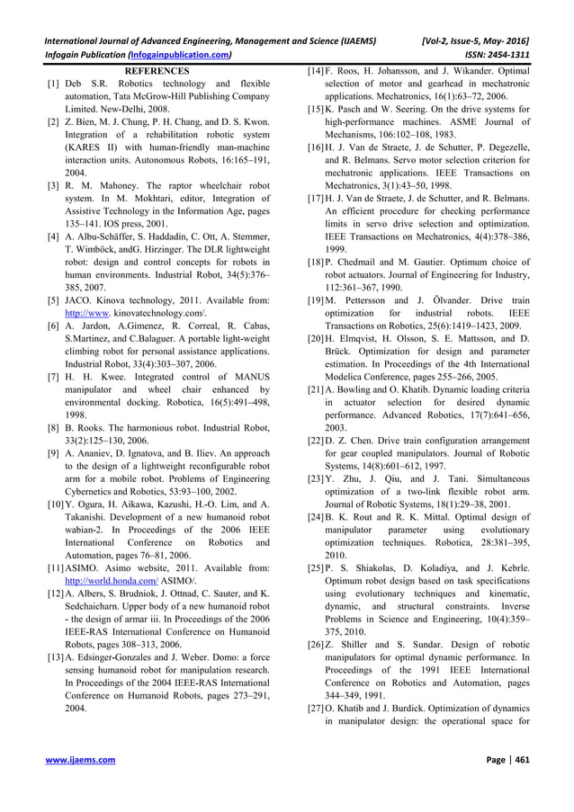 Study and Analysis of Design Optimization and Synthesis of Robotic ARM ...