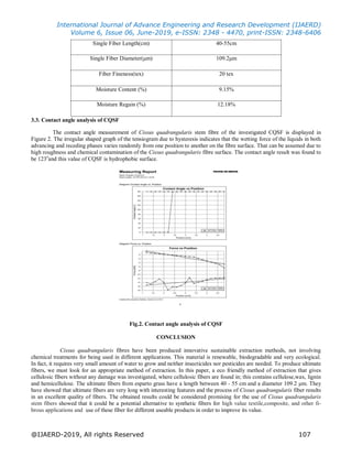 Eco Friendly Extraction and Physico-Chemical Characteristics of Cissus Quadrangularis stem fiber ...