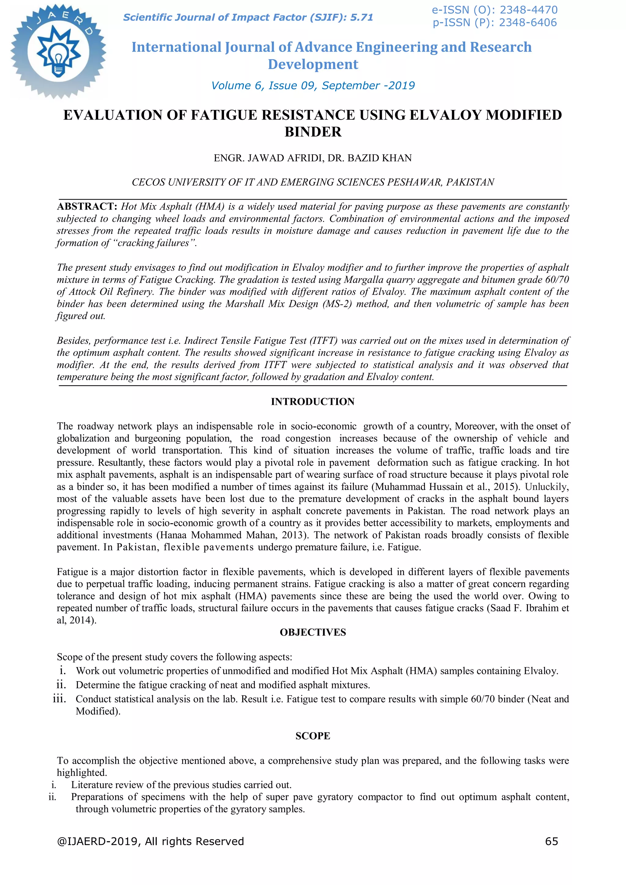 EVALUATION OF FATIGUE RESISTANCE USING ELVALOY MODIFIED BINDER | PDF ...