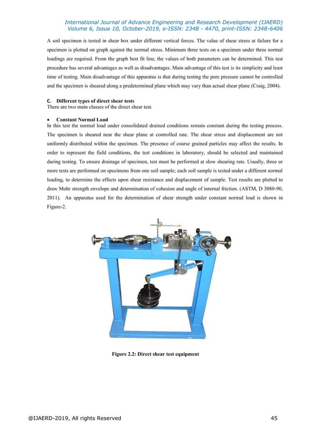 FABRICATION AND CALIBRATION OF LARGE SCALE DIRECT SHEAR TEST APPARATUS ...
