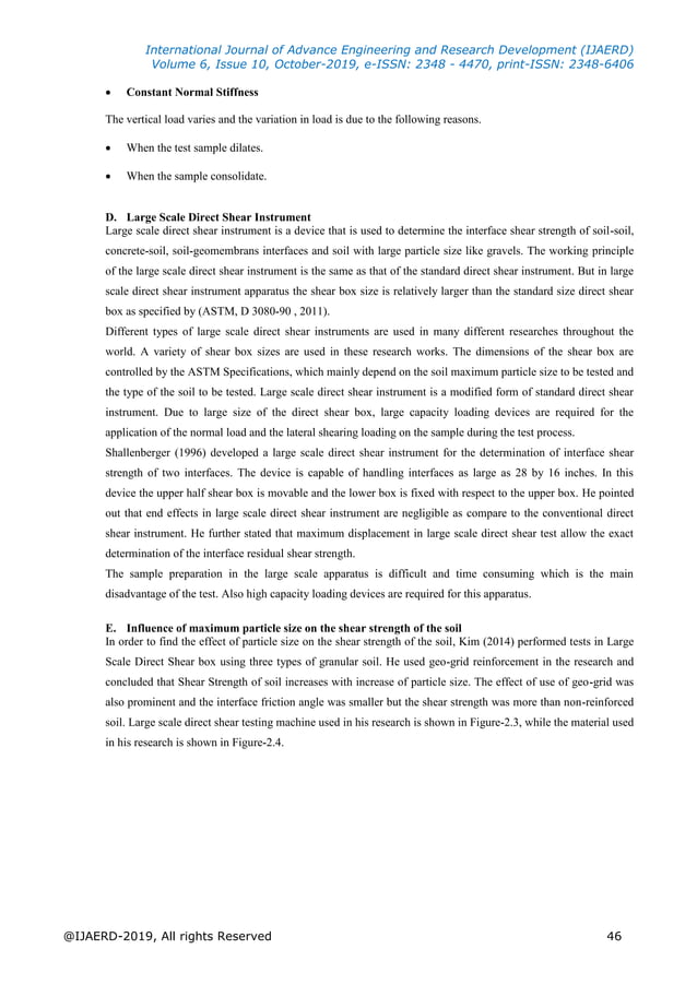 FABRICATION AND CALIBRATION OF LARGE SCALE DIRECT SHEAR TEST APPARATUS ...
