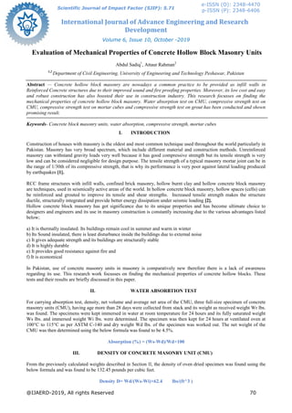 Evaluation of Mechanical Properties of Concrete Hollow Block Masonry ...