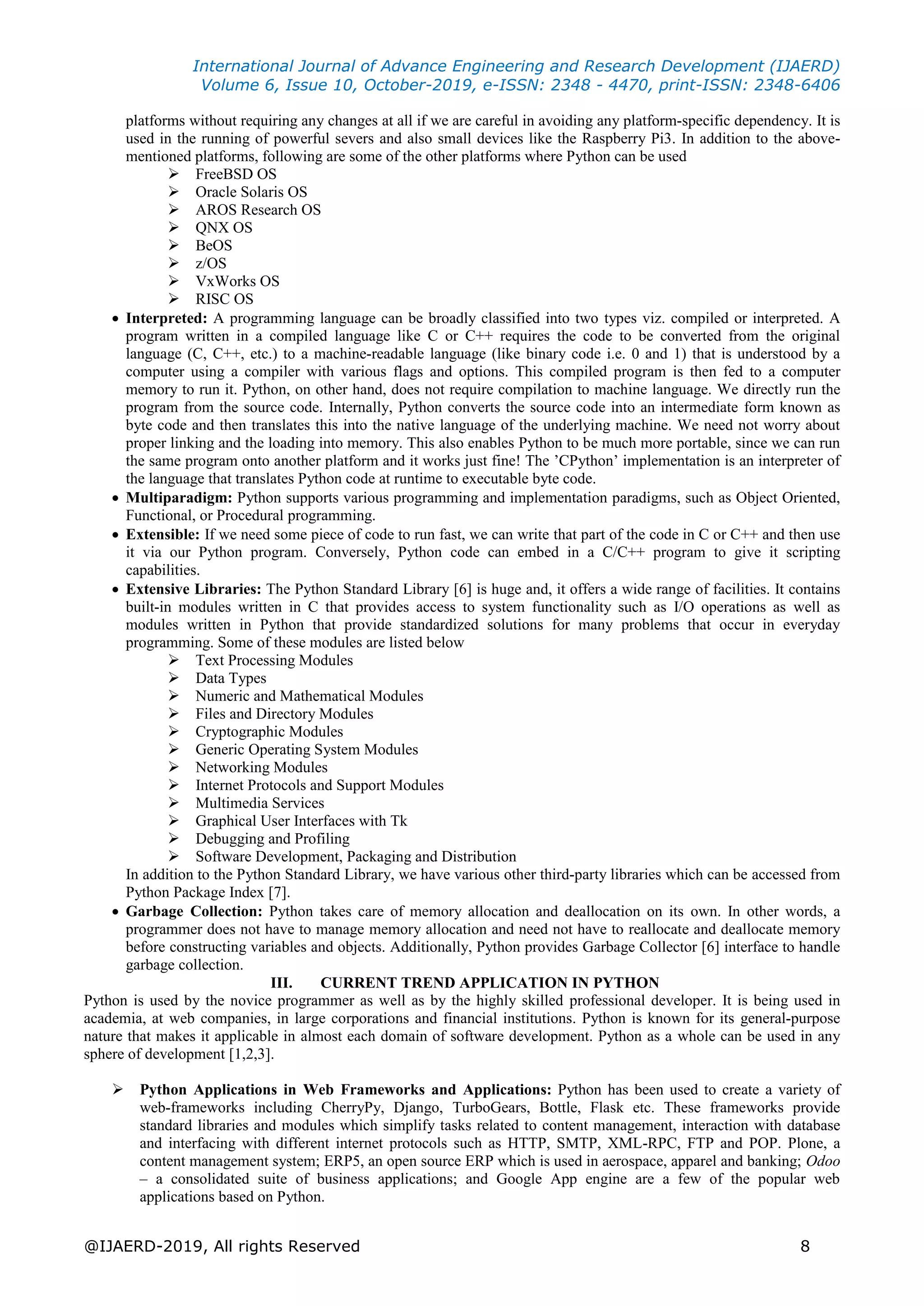 PYTHON CURRENT TREND APPLICATIONS- AN OVERVIEW | PDF | Programming Languages | Computing