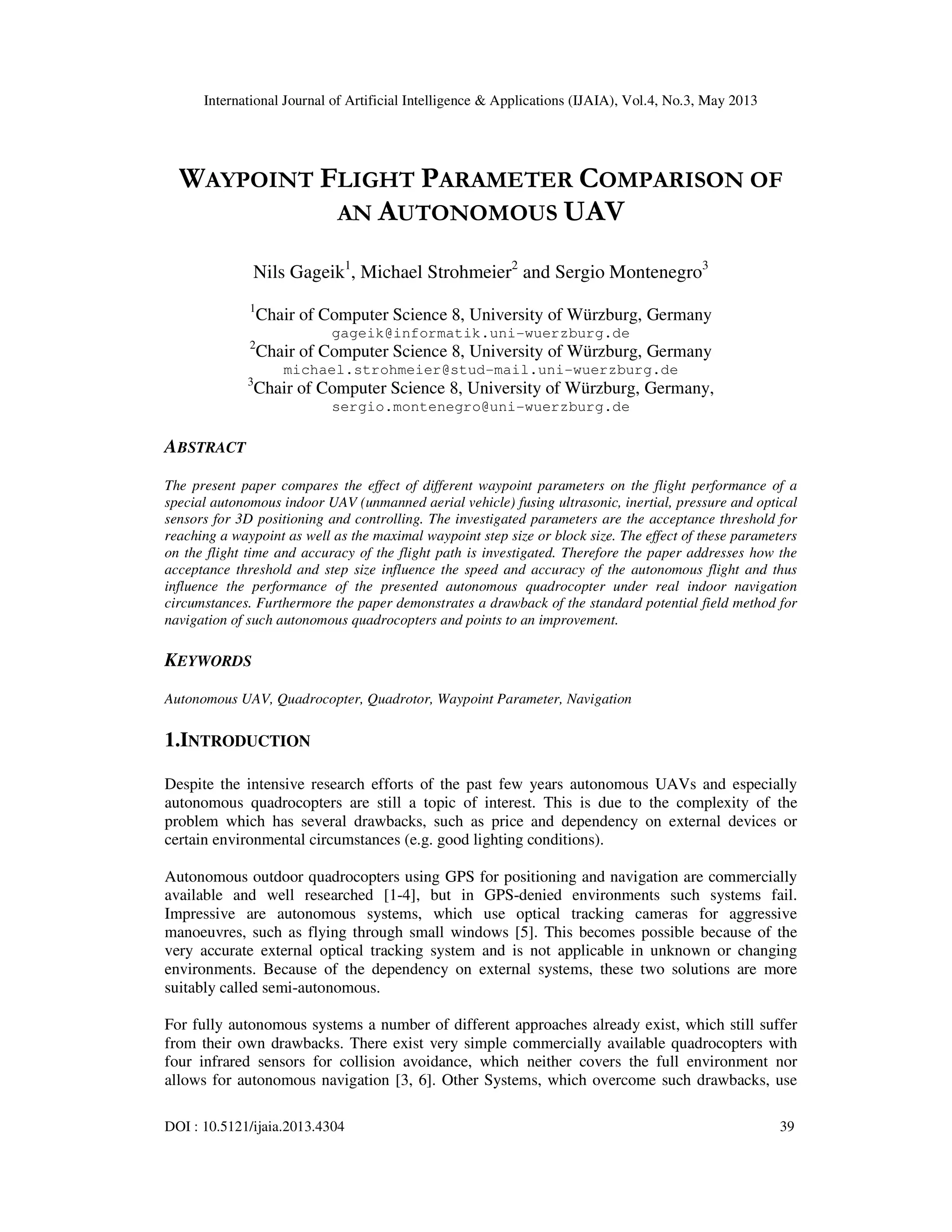 Waypoint Flight Parameter Comparison of an Autonomous Uav | PDF ...