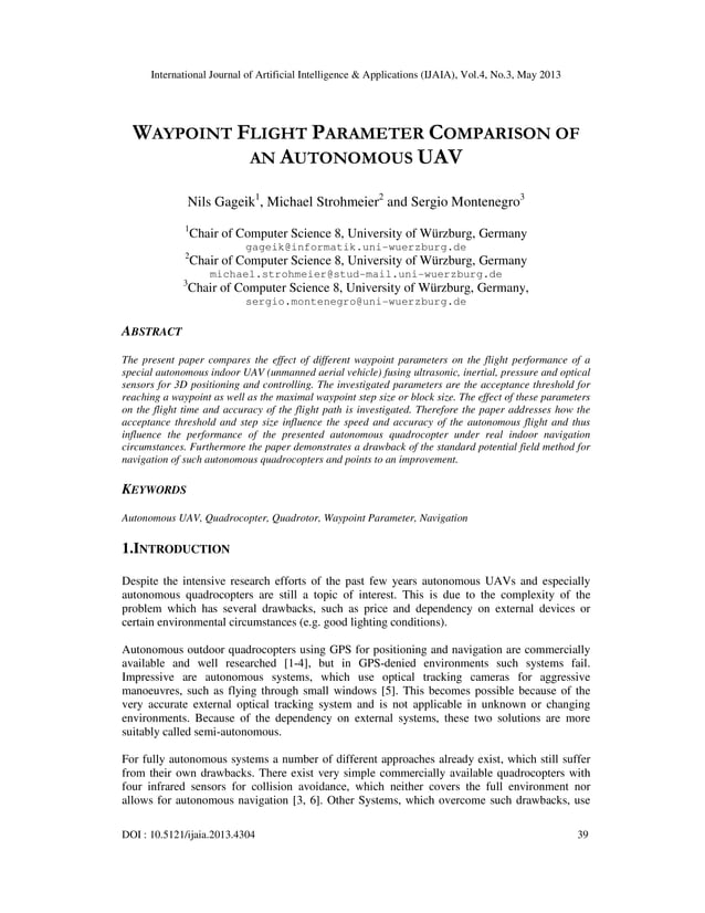 Waypoint Flight Parameter Comparison of an Autonomous Uav | PDF | Computer Peripherals | Computing