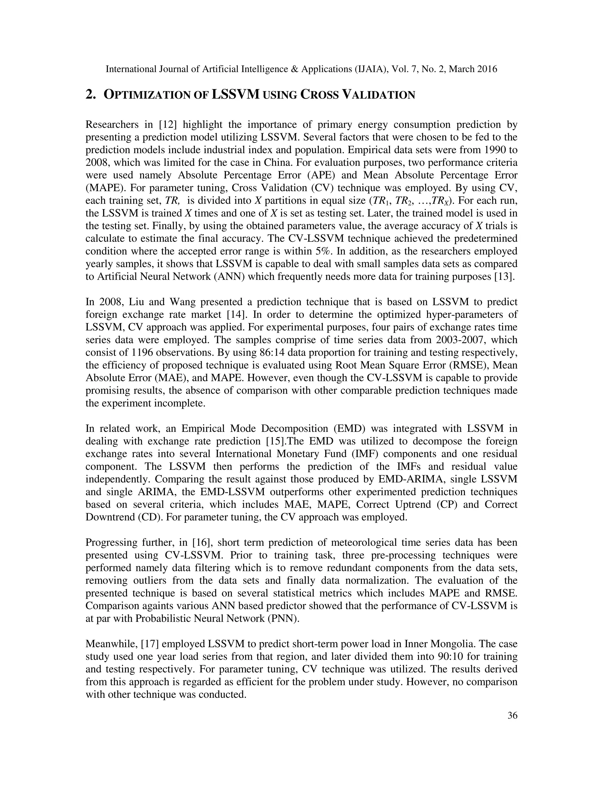 A Review On Optimization Of Least Squares Support Vector Machine For
