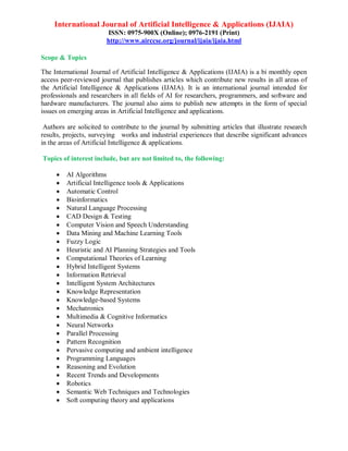 International Journal of Artificial Intelligence & Applications (IJAIA) | PDF