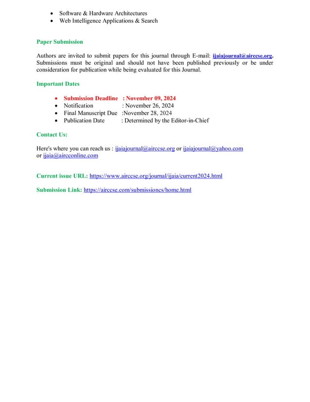 International Journal of Artificial Intelligence & Applications (IJAIA ...