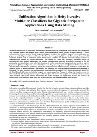 Unification Algorithm in Hefty Iterative Multi-tier Classifiers for Gigantic Peripatetic ...