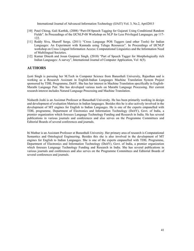 PART OF SPEECH TAGGING OFMARATHI TEXT USING TRIGRAMMETHOD | PDF | Web Development | Internet