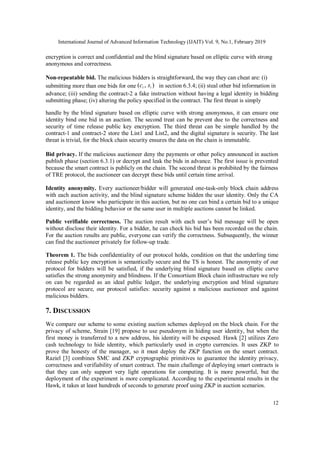 ANONYMOUS AUCTION PROTOCOL BASED ON TIMED-RELEASE ENCRYPTION ATOP CONSORTIUM BLOCKCHAIN | PDF