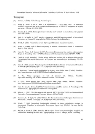 ANONYMOUS AUCTION PROTOCOL BASED ON TIMED-RELEASE ENCRYPTION ATOP CONSORTIUM BLOCKCHAIN | PDF