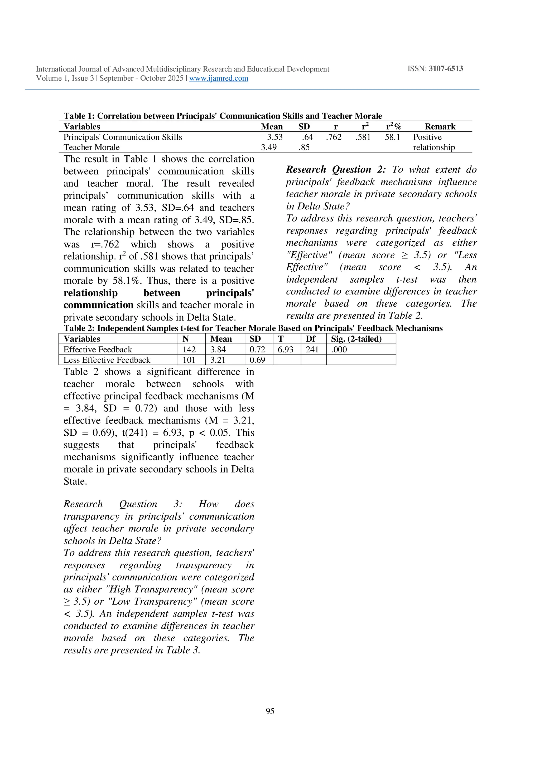 The Relationship Between Principals' Communication Skills and Teacher ...