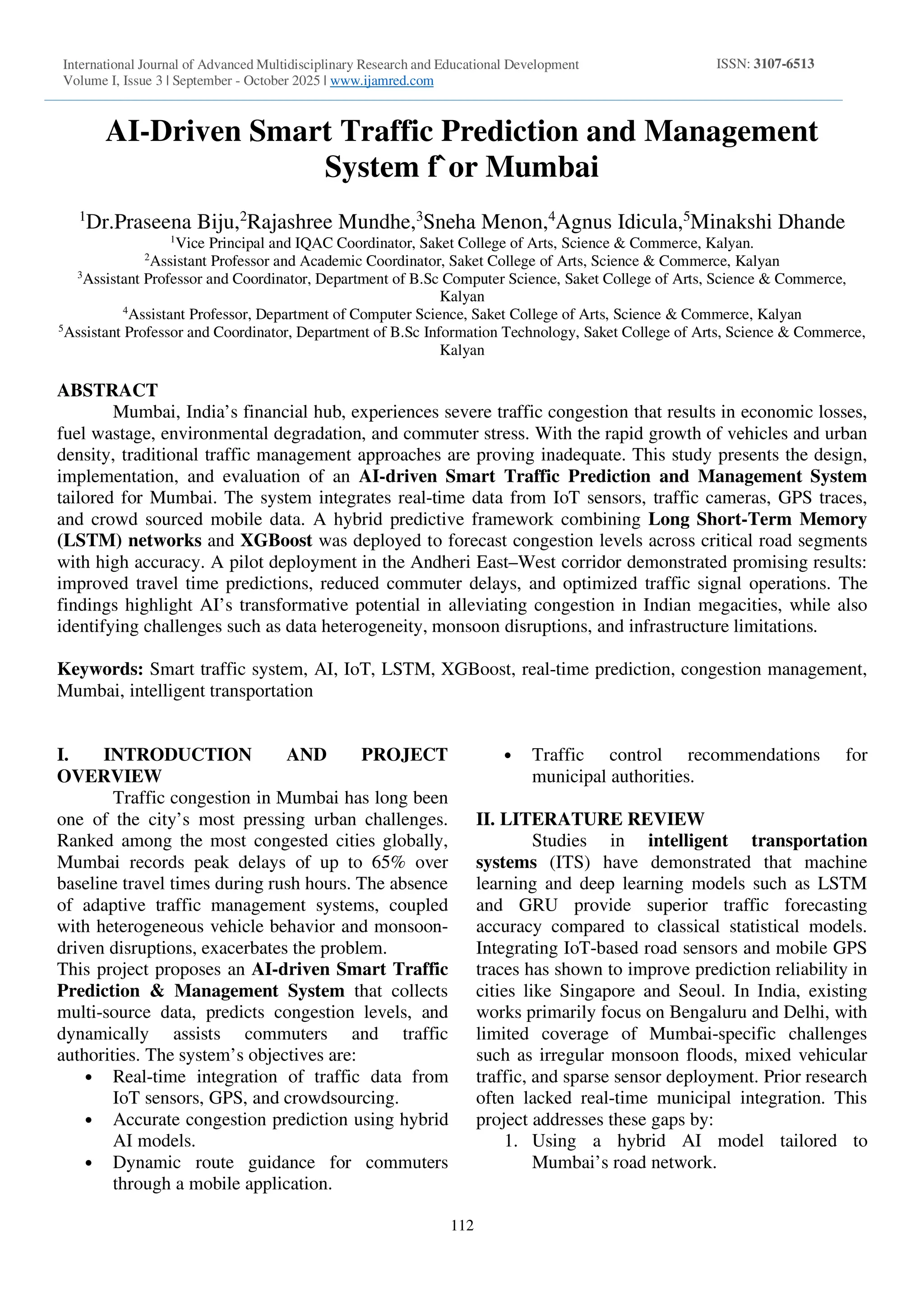 AI-Driven Smart Traffic Prediction and Management System for Mumbai | PDF