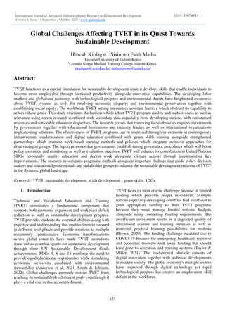 Global Challenges Affecting TVET in its Quest Towards Sustainable ...
