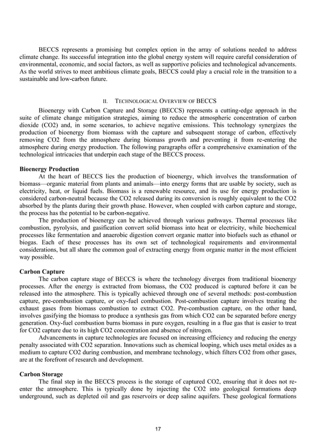Bioenergy with Carbon Capture and Storage (BECCS): Viability and ...