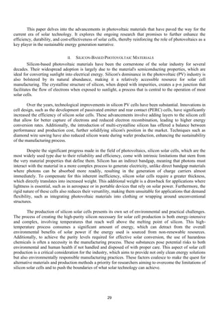 Advancements in Photovoltaic Materials for Sustainable Energy Generation | PDF