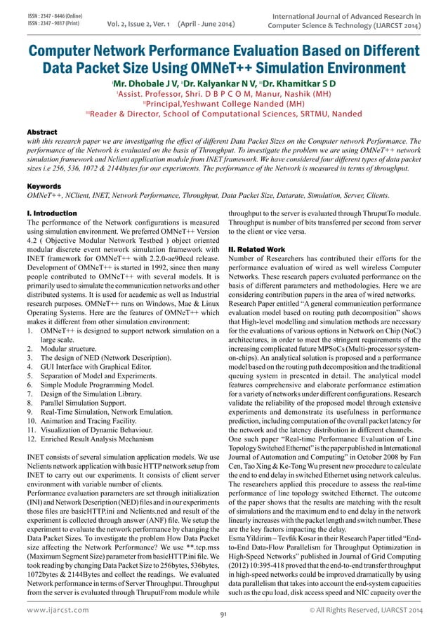 Computer Network Performance Evaluation Based on Different Data Packet Size Using OMNeT++ ...