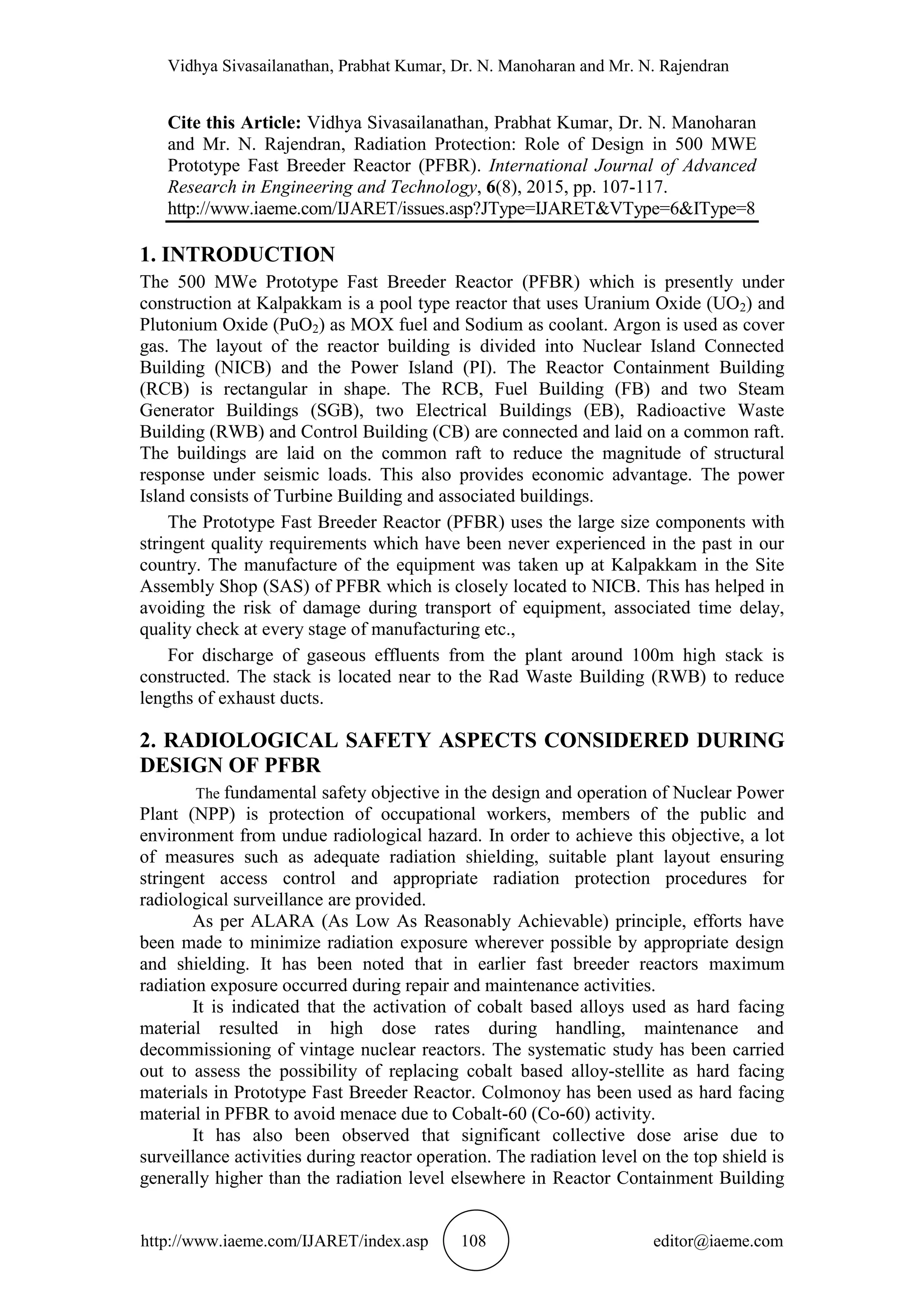 RADIATION PROTECTION: ROLE OF DESIGN IN 500 MWE PROTOTYPE FAST BREEDER ...