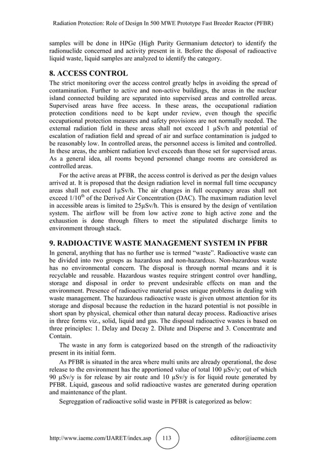RADIATION PROTECTION: ROLE OF DESIGN IN 500 MWE PROTOTYPE FAST BREEDER REACTOR (PFBR) | PDF