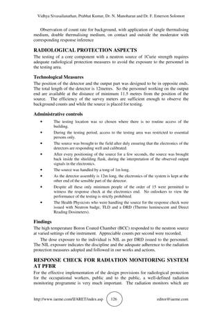RADIOLOGICAL SAFETY PRACTICES EXPERIENCED IN HANDLING OF RADIOACTIVE ...