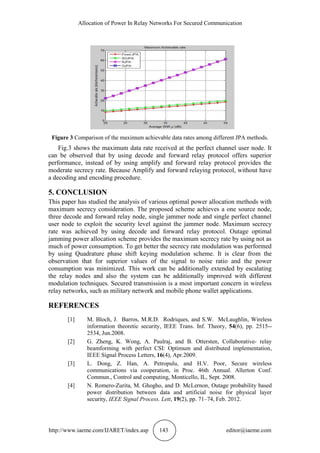 ALLOCATION OF POWER IN RELAY NETWORKS FOR SECURED COMMUNICATION | PDF