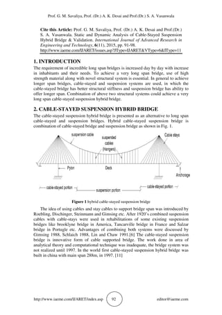 STATIC AND DYNAMIC ANALYSIS OF CABLE-STAYED SUSPENSION HYBRID BRIDGE ...
