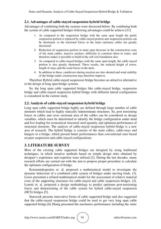 STATIC AND DYNAMIC ANALYSIS OF CABLE-STAYED SUSPENSION HYBRID BRIDGE & VALIDATION | PDF