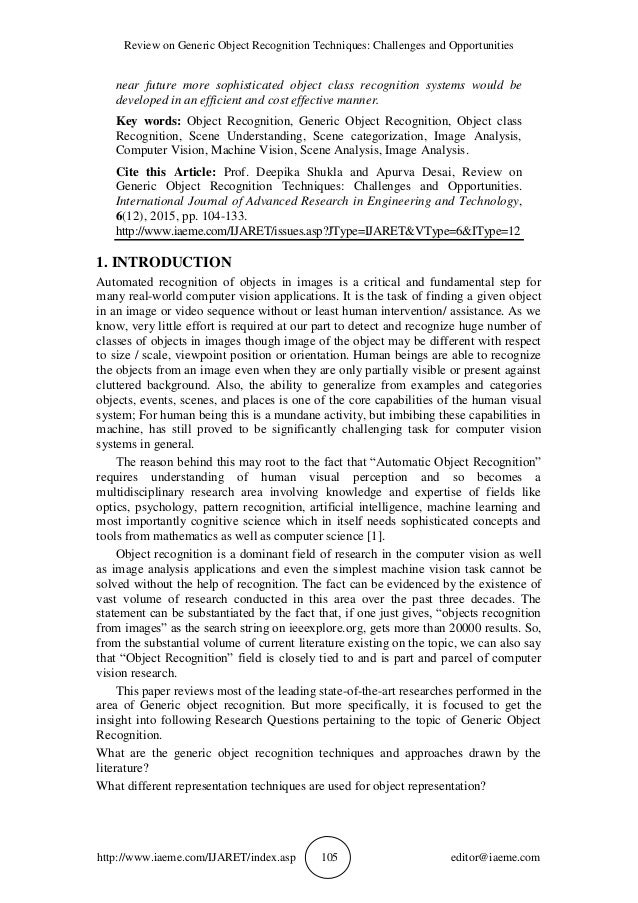 Review On Generic Object Recognition Techniques Challenges And Oppor…