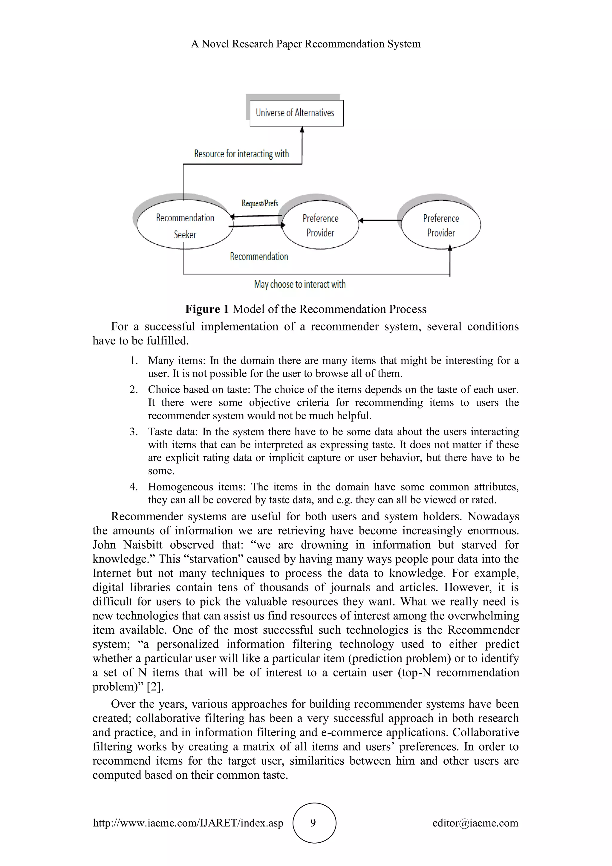A NOVEL RESEARCH PAPER RECOMMENDATION SYSTEM | PDF