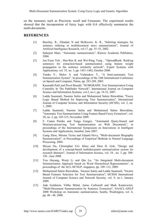 MULTI-DOCUMENT SUMMARIZATION SYSTEM: USING FUZZY LOGIC AND GENETIC ALGORITHM | PDF