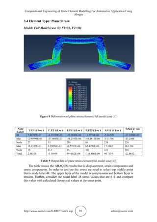 COMPUTATIONAL ENGINEERING OF FINITE ELEMENT MODELLING FOR AUTOMOTIVE APPLICATION USING ABAQUS | PDF