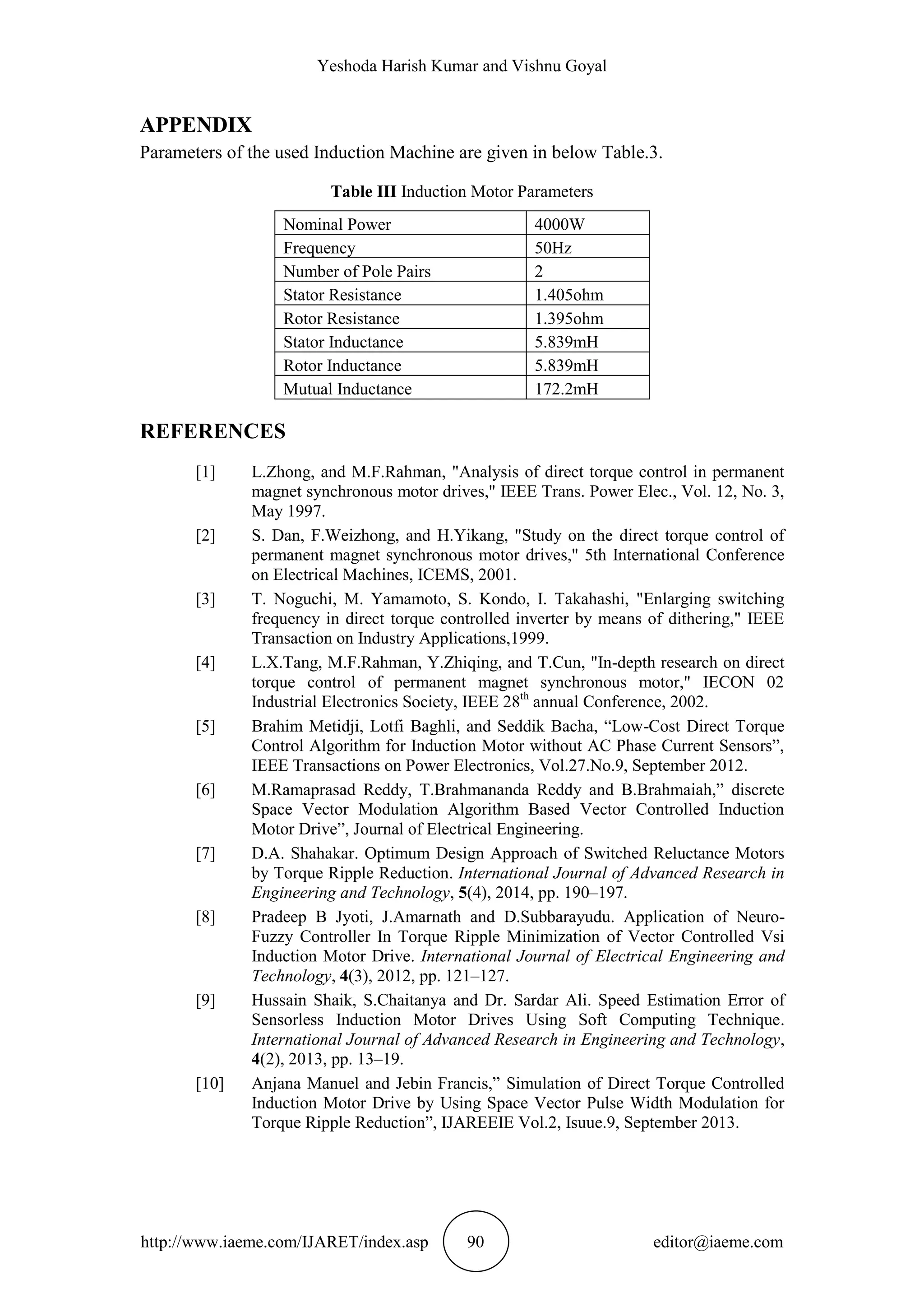 SPEED CONTROL OF INDUCTION MACHINE WITH REDUCTION IN TORQUE RIPPLE USING ROBUST SPACE-VECTOR ...